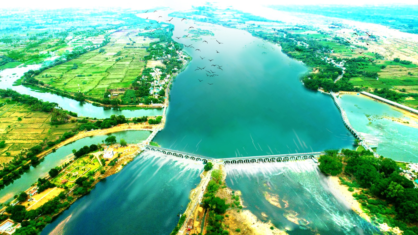 The River Cauvery flows towards the Kallanai Dam, which was constructed ...